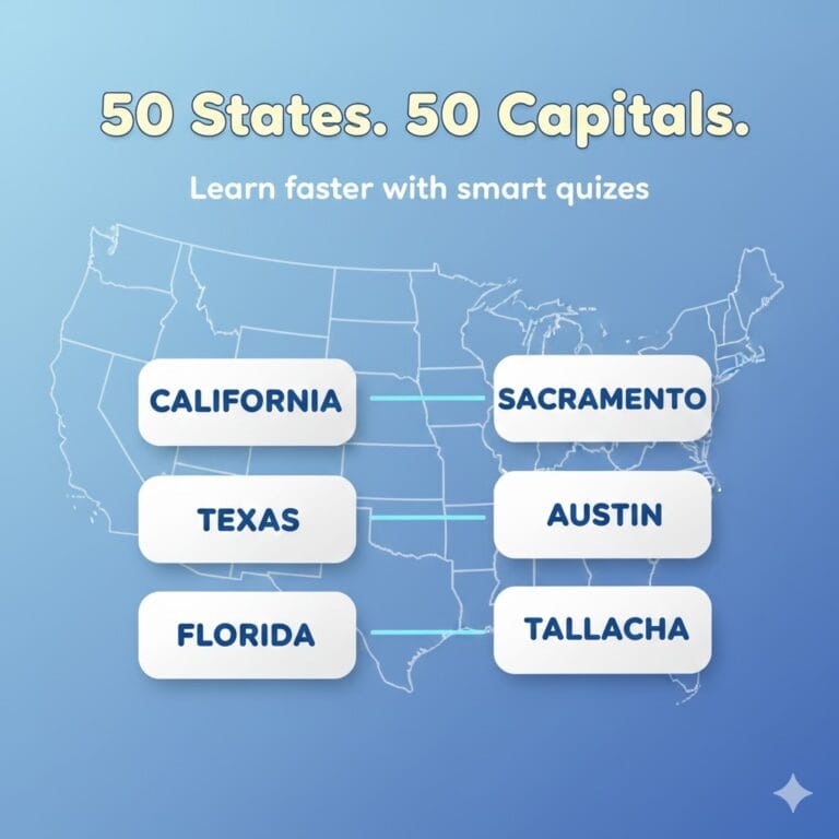 US State Capital Quiz – Guess All 50 Capitals