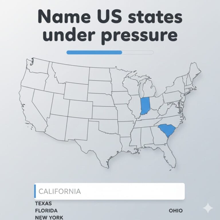 US State Name Quiz – Fast Typing Geography Game