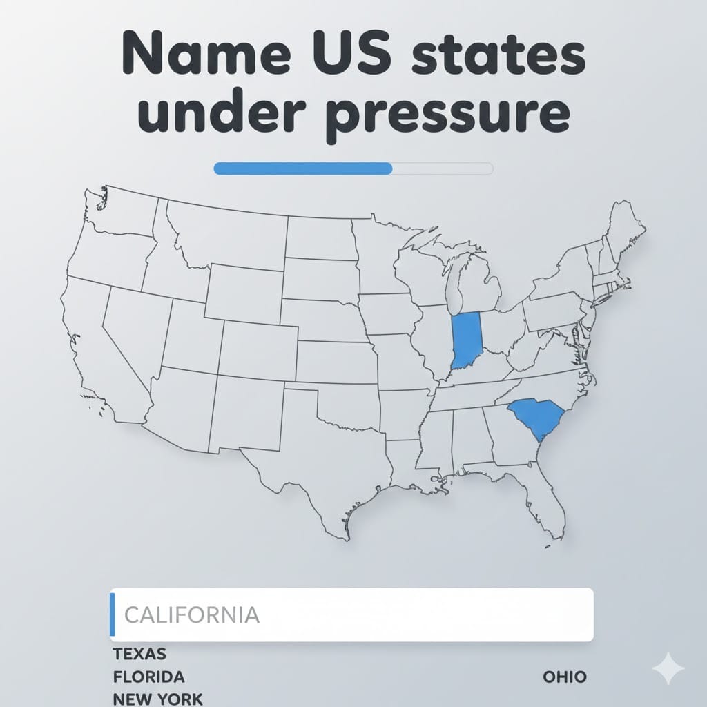 US State Name Quiz – Fast Typing Geography Game